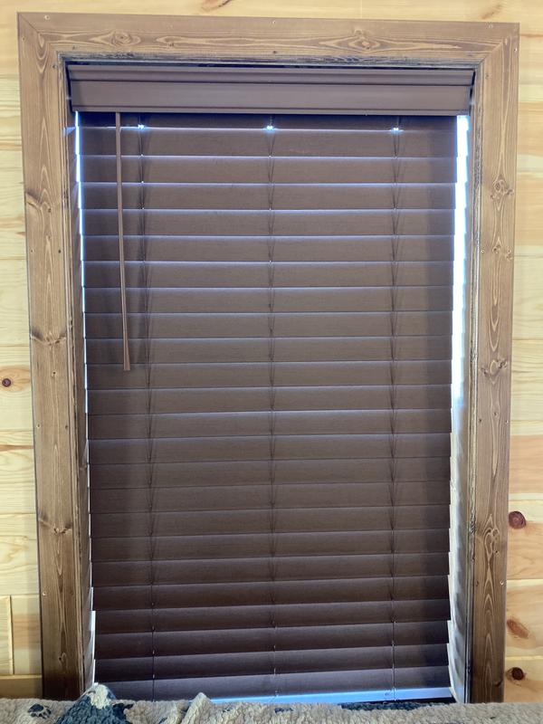 LEVOLOR Trim+Go 2.5-in Slat Width 52-in x 72-in Cordless Walnut Faux Wood Room Darkening ...