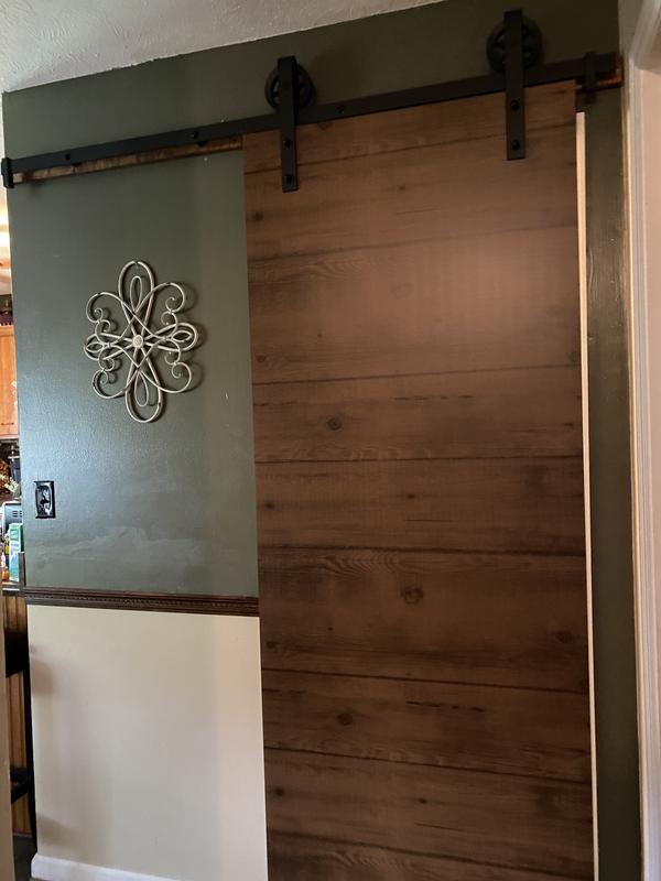 HOMACER 60-in Rustic Black Indoor Spoke Wheel Single Barn Door Hardware ...