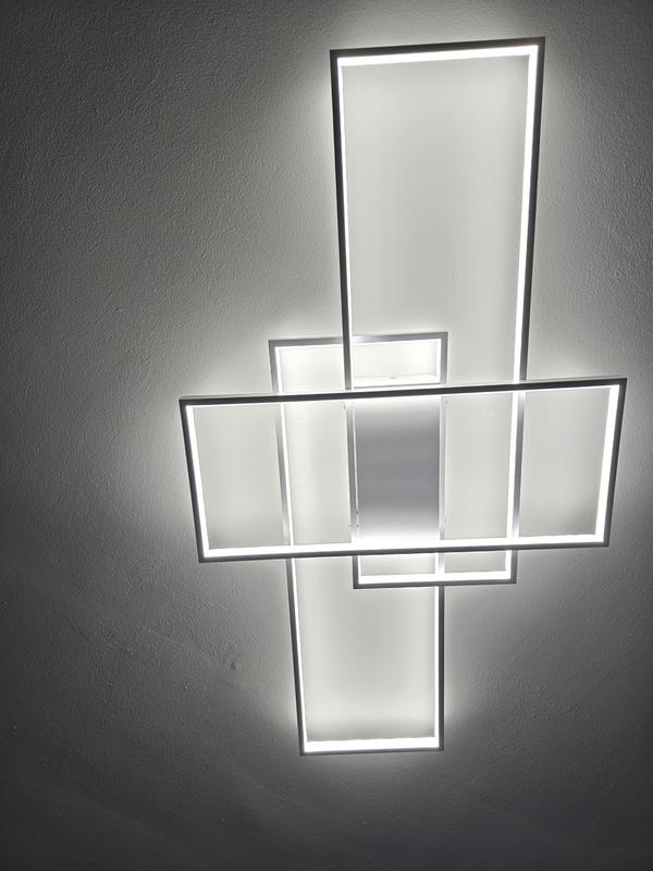 Oukaning Stepless Dimming 43.3-in 1-Light Brushed White LED Flush Mount ...