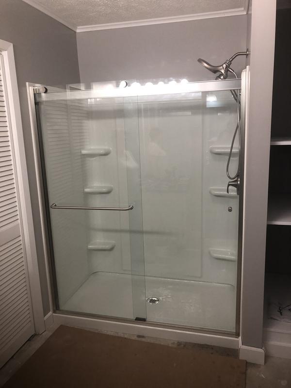 Basco Rotolo Brushed Nickel 56-in to 60-in W x 70-in H Semi-frameless ...