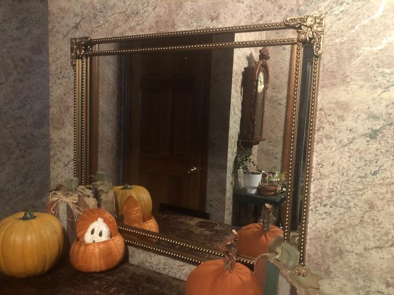 Keonjinn Decorative Mirror 30-in W x 36-in H Rectangle Distressed Gold ...