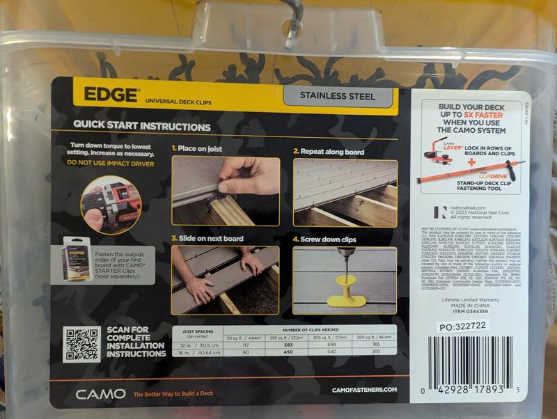 CAMO Edgeclip and ClipDrive Decking Tool Bundle 1.75-in 316 Stainless ...