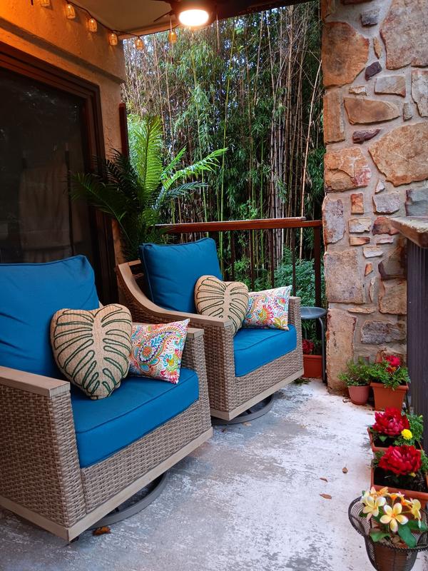 allen + roth Rosedale Set of 2 Wicker Tan Steel Frame Swivel rocker ...