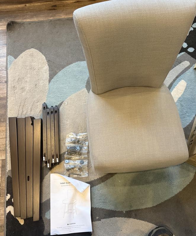 Circle 55 Linen 26-in H Counter height Upholstered Swivel Wood Bar ...
