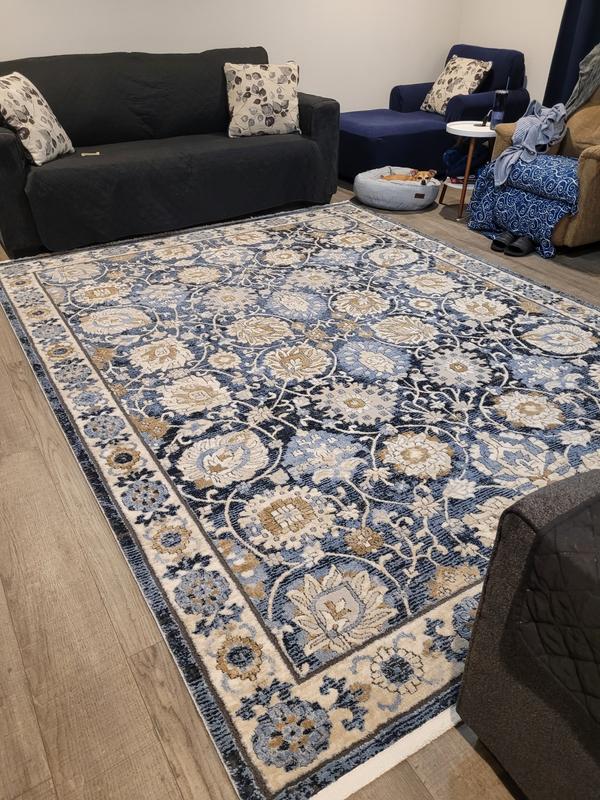 allen + roth Blue Garden 9 X 12 (ft) Blue Indoor Floral/Botanical Area ...