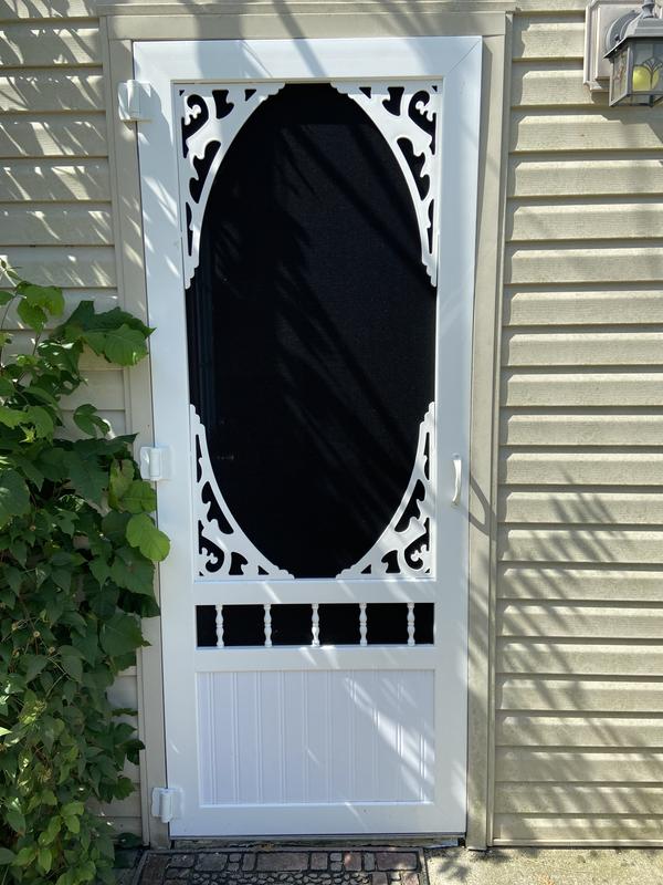 RELIABILT Universal reversible Hinged Screen door 32-in x 80-in White ...