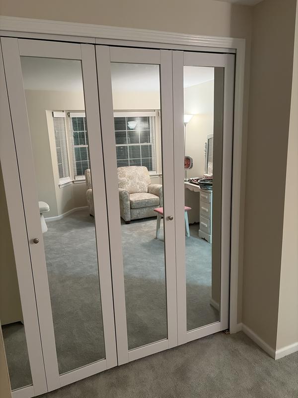 JUJUBON 30-in x 80-in White-Mirror 1-panel Mirrored glass Smooth Solid ...