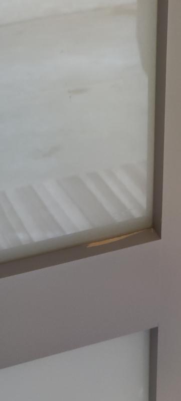 RELIABILT 28-in x 80-in Driftwood Solid Core 5-panel Frosted glass ...