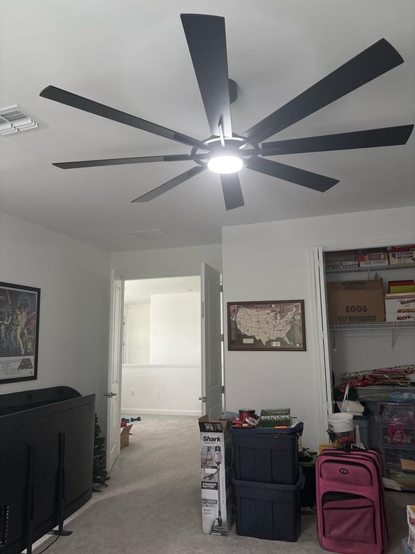 Depuley 190C 66-in black with wood grain and black Blades LED Fandelier ...