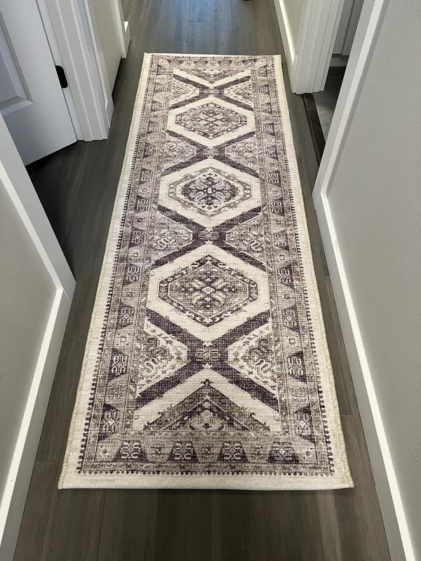 allen + roth 2 X 7 (ft) Grey Brown Indoor Distressed/Overdyed Machine ...