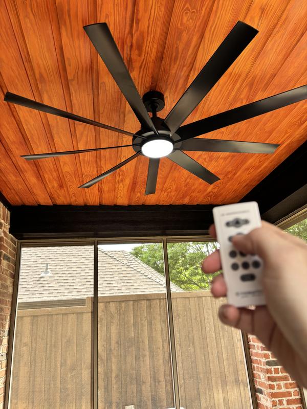 Fanimation Studio Collection SixtyFour 64-in Black Color-changing Integrated LED Indoor/Outdoor ...