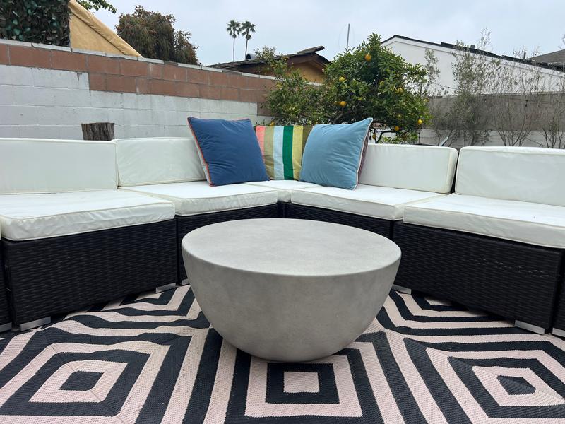MPG Planters 29 in x 14 in H Smooth Cement Coffee Table Round N Outdoor ...