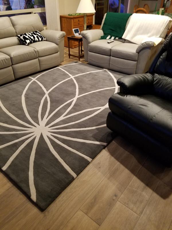 Livabliss Forum 8 x 8 (ft) Tufted Wool Rust Square Indoor Geometric Mid ...