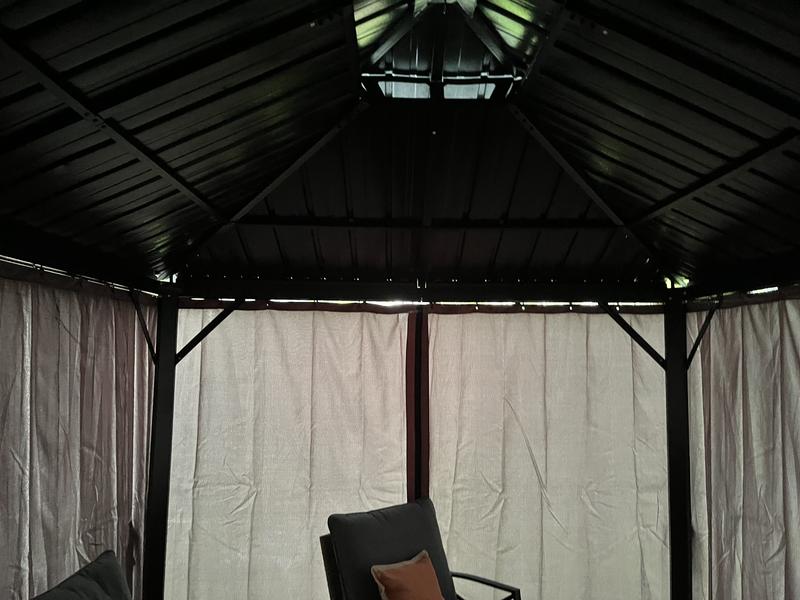 AOXUN 8-ft x 8-ft Outdoor Gazebos Black Gazebo with Hardtop Roof ...