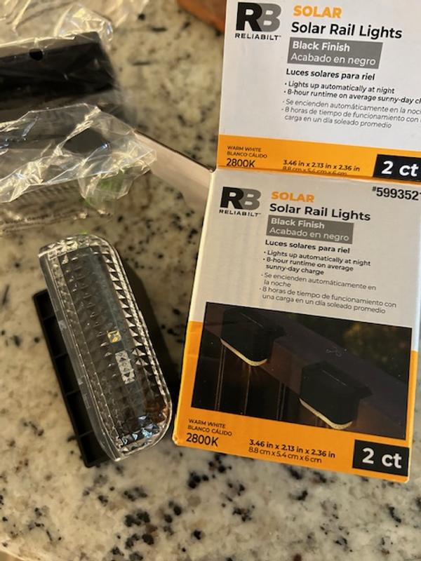 RELIABILT Solar Black LED Outdoor Rail light 2 -Pack in the Deck Lights ...