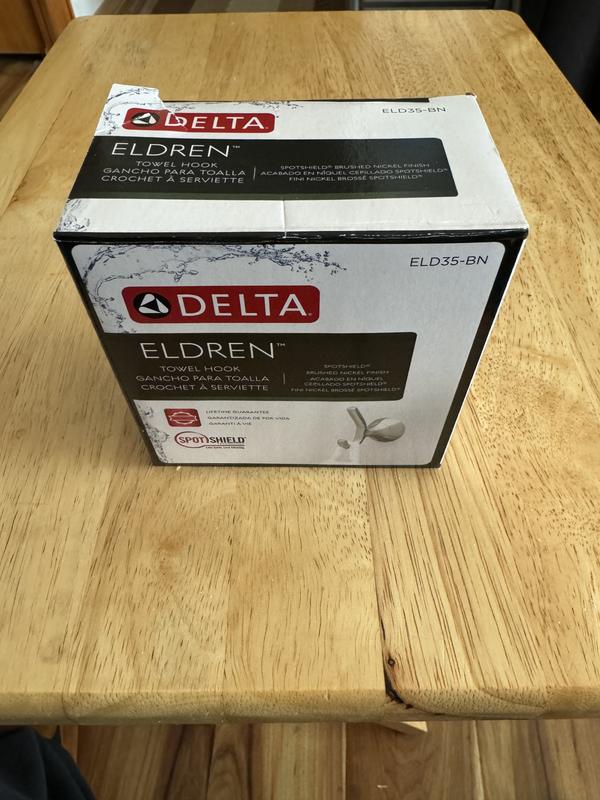 Delta Eldren Spotshield Brushed Nickel Double Wall Mount Towel Hook ...