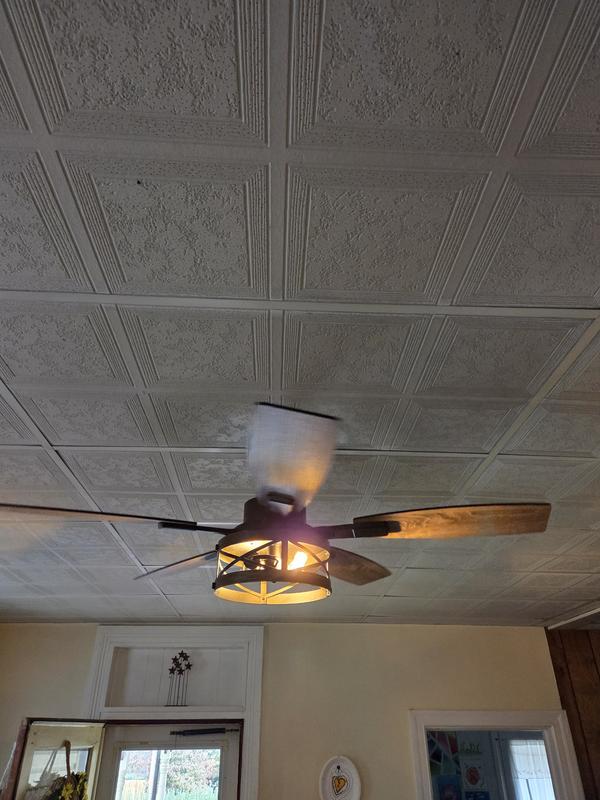 SILJOY 42-In Farmhouse Cage Ceiling Fans with Lights (Thin Metal Design ...