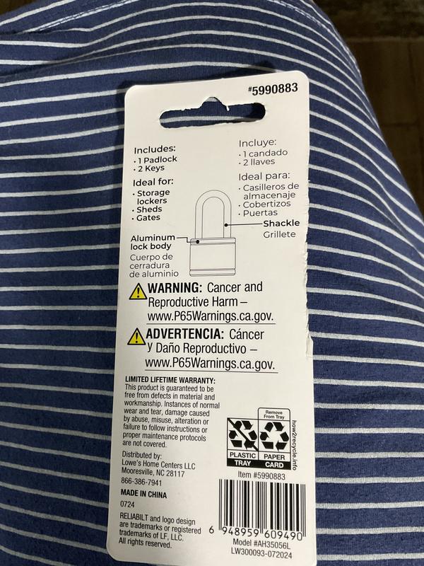 RELIABILT Keyed Padlock, 1-5/8-in Wide x 1-1/2-in Shackle in the ...