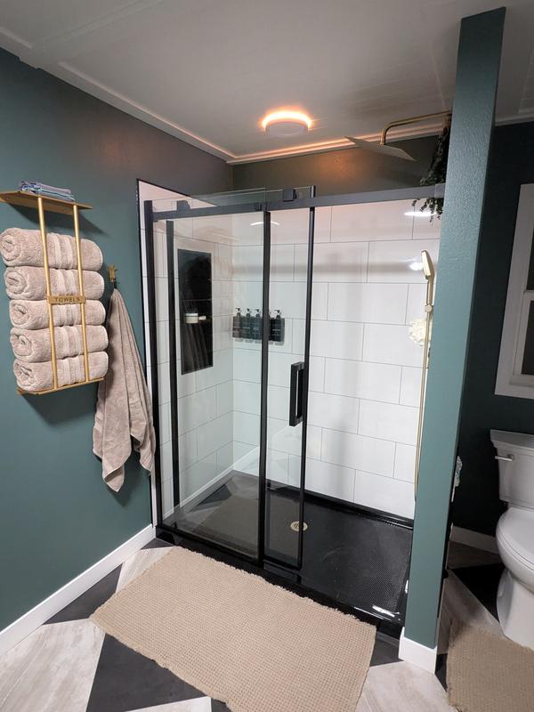FlexStone 60-in W x 36-in D x 80-in H Gray Grout Block and Black Trim 3 ...