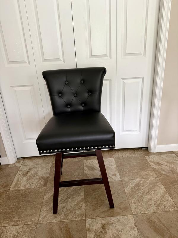 LUE BONA Brown/Faux leather 25.8-in H Counter height Upholstered Swivel ...