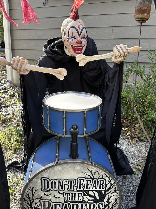 Haunted Living 4-ft Bluetooth Reaper Band LED Drummer Animatronic 60476 ...