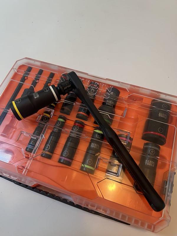 Klein Tools KNECT Flip-24 Deep-Well, Heavy-Duty Impact Socket Set, SAE ...