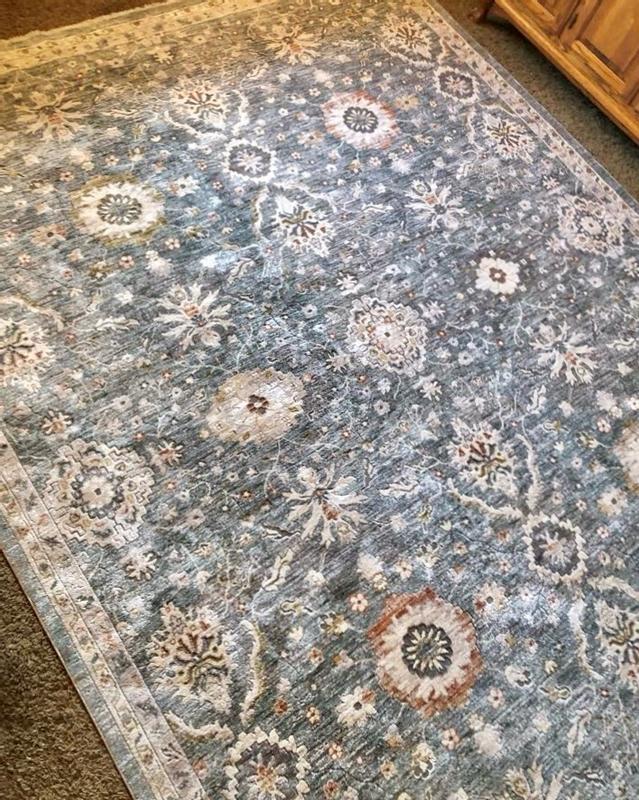 allen + roth with STAINMASTER Sapphire Petals 2 X 4 (ft) Blue Indoor ...