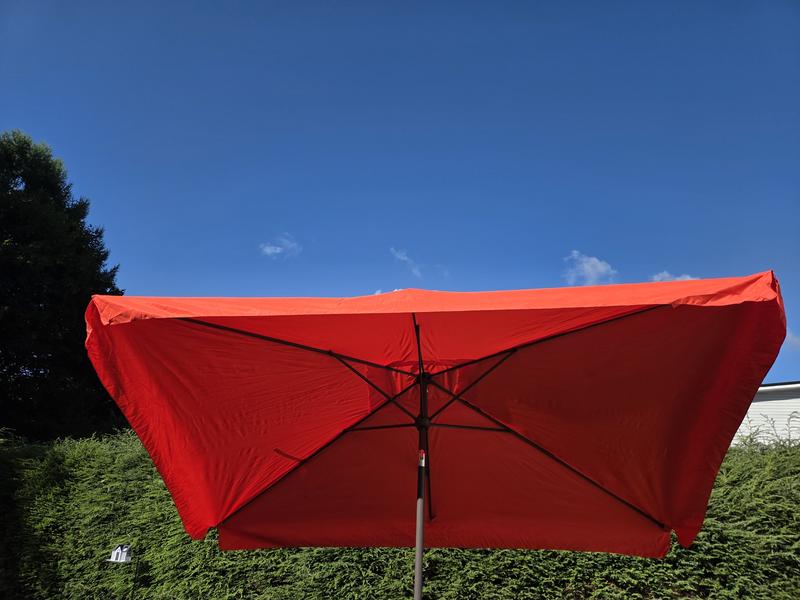 VOUA 10-ft Iron Light blue Push-button Tilt Market Patio Umbrella in ...