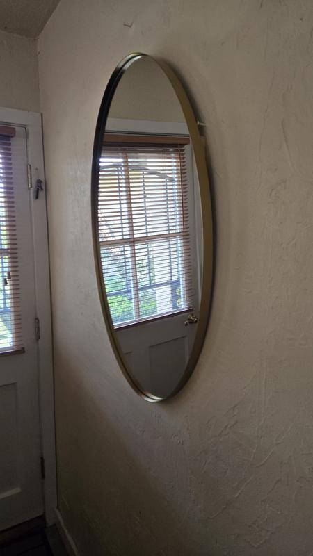 Clavie 24-in W x 36-in H Oval Brushed Gold Framed Wall Mirror LS-24361 ...