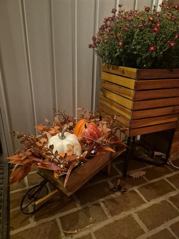 Holiday Living 16-in Harvest Wheelbarrow Porch Decoration in the Fall ...