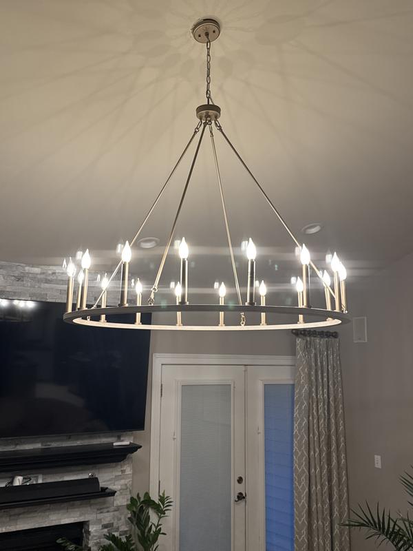 ACROMA Bristol 16-Light Satin Gold Farmhouse Led Bare Bulb Chandelier ...