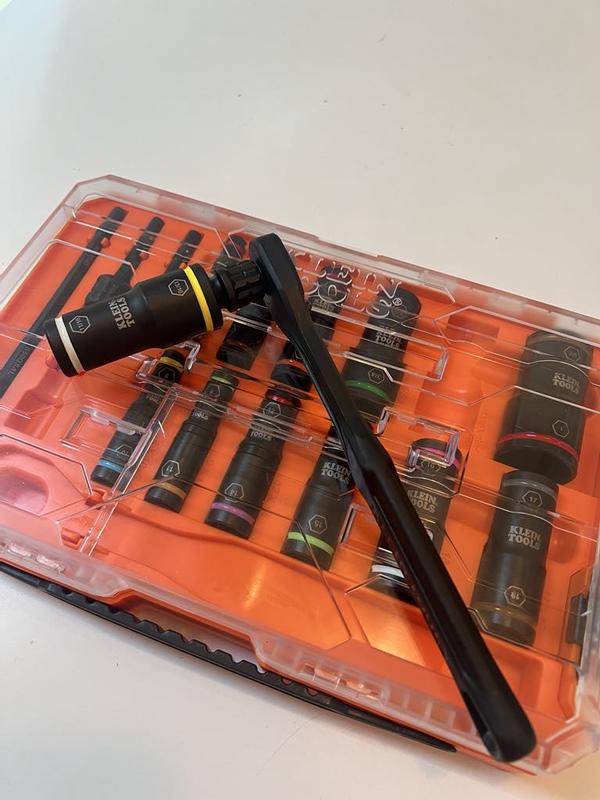 Klein Tools KNECT Flip-24 Deep-Well, Heavy-Duty Impact Socket Set, SAE ...