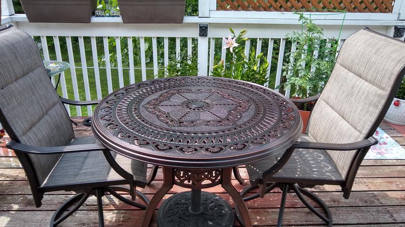 Clihome Cast Aluminum Patio Table Round Outdoor Dining Table 39-in W x ...