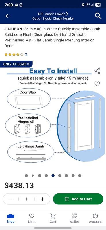 JUJUBON 30-in x 80-in White Quickly Assemble Jamb Solid core 10-panel ...