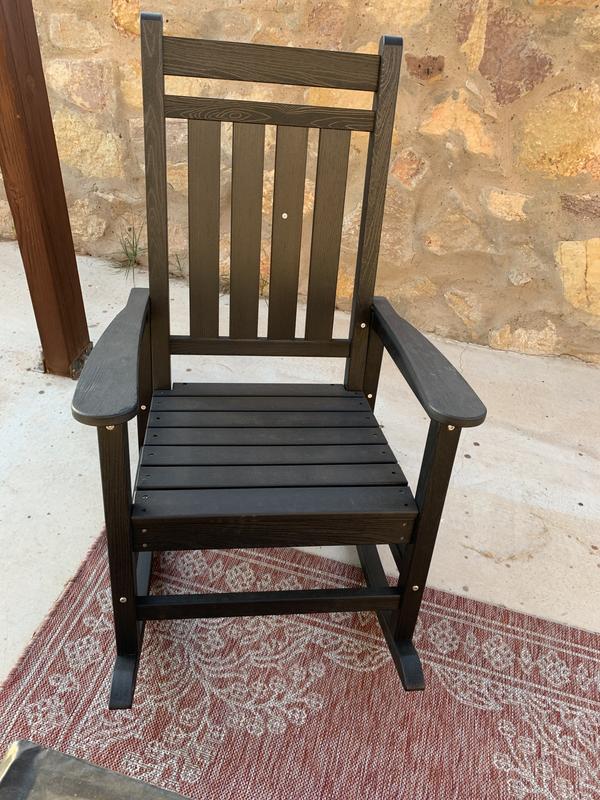 JEAREY HDPE High-back Patio Rocking Chair Set of 2 Set of 2 Coffee HDPE ...