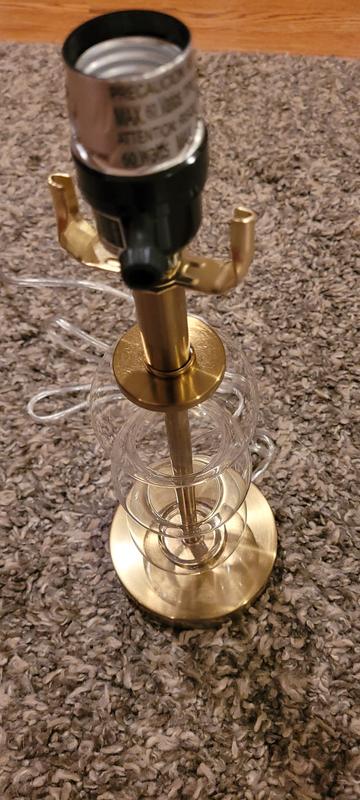 Shop allen + roth 14.5-in Gold Plug-in Glass Stick Lamp Base with White ...