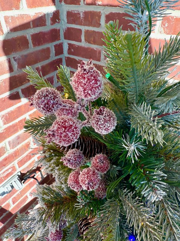 Holiday Living 4.5-ft Flocked Frost Berry Mixed Needle Pre-lit LED ...