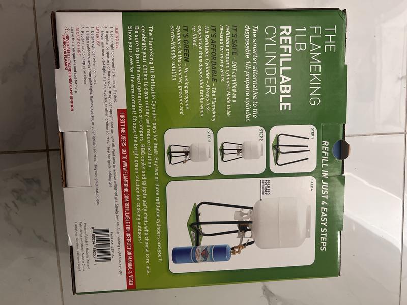 Flame King 1LB Refillable Empty Propane Cylinder Refill Kit Steel ...