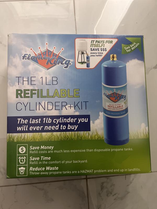 Flame King 1LB Refillable Empty Propane Cylinder Refill Kit Steel ...