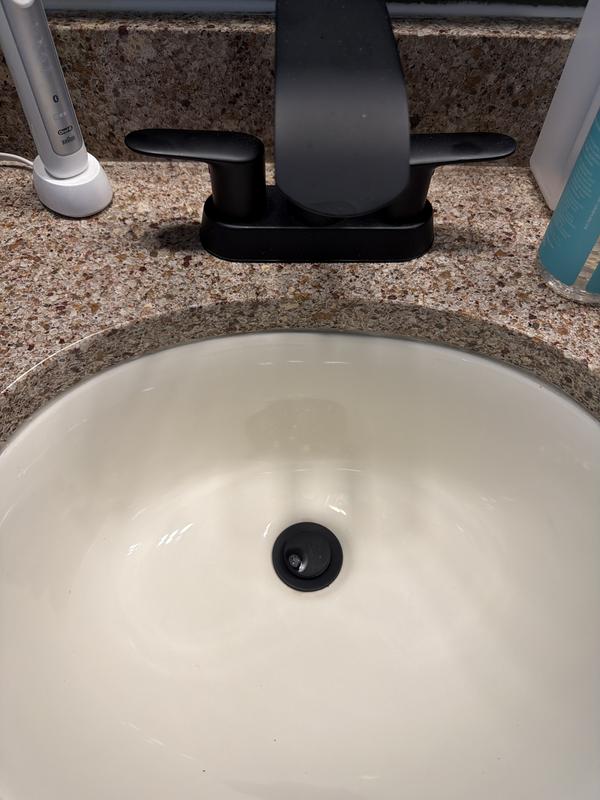 WOWOW Brushed Nickel 4-in centerset 2-Handle Waterfall Bathroom Sink ...