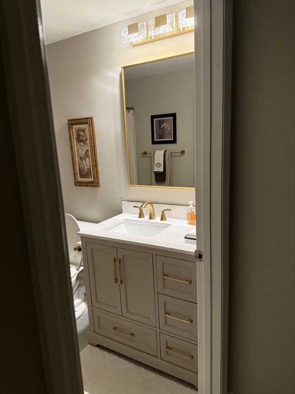DELUXE LIVING Snowline 42-in Greige Undermount Single Sink Bathroom ...