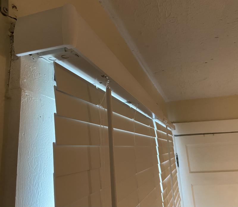 LEVOLOR Basics 2-in Slat Width 27-in x 64-in Cordless White Faux Wood Room Darkening Horizontal ...