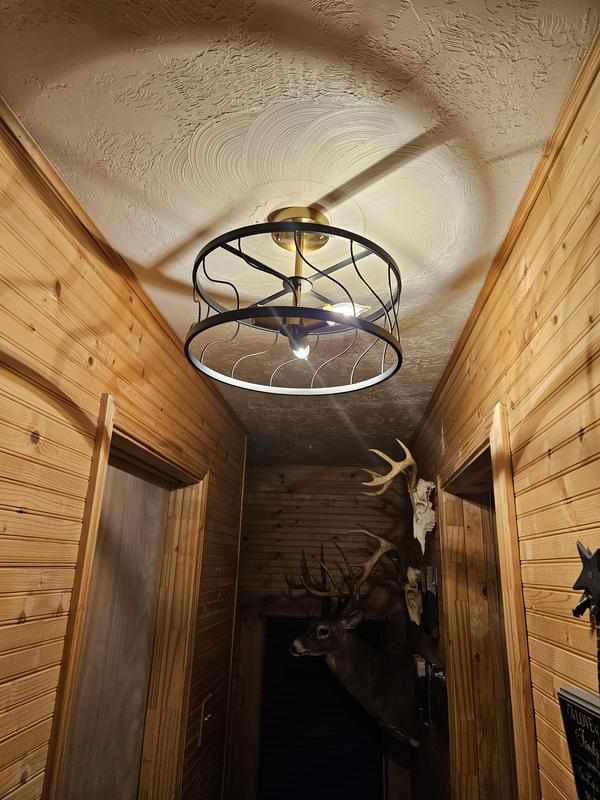 YANSUN 3-Light 12.8-in Matte Black LED Semi mount light L-CL017 at ...