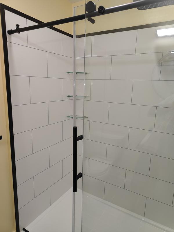 FlexStone 60-in W x 36-in D x 80-in H Gray Grout Block and Black Trim 3 ...