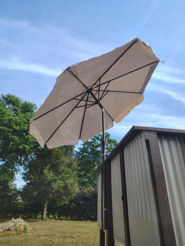 VOUA 7.5-ft Iron Navy Push-button Tilt Market Patio Umbrella in the ...