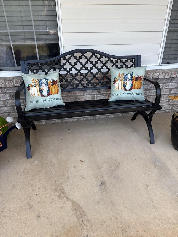 Sunshine Valley Outdoor Bench 50-in W x 33.3-in H Black Steel Garden ...