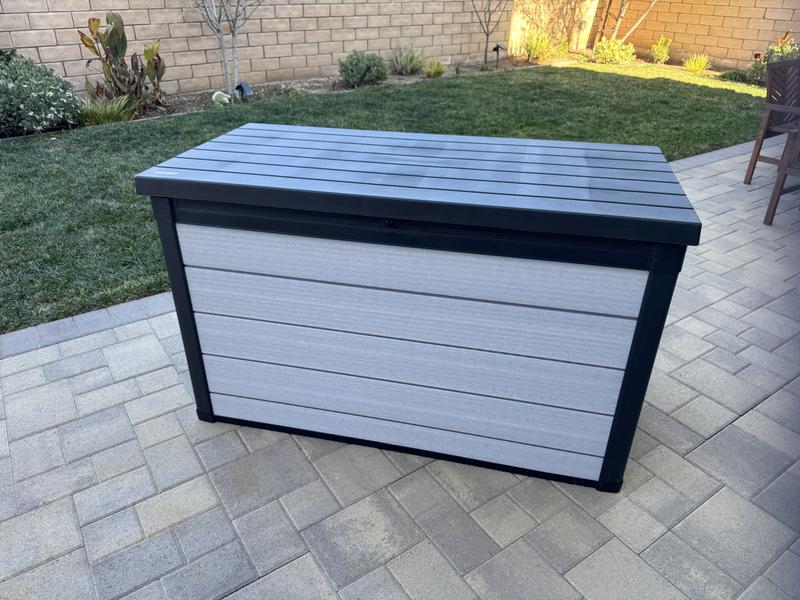 Keter Denali Durable Outdoor Storage 200-Gallon Grey Plastic Deck Box ...