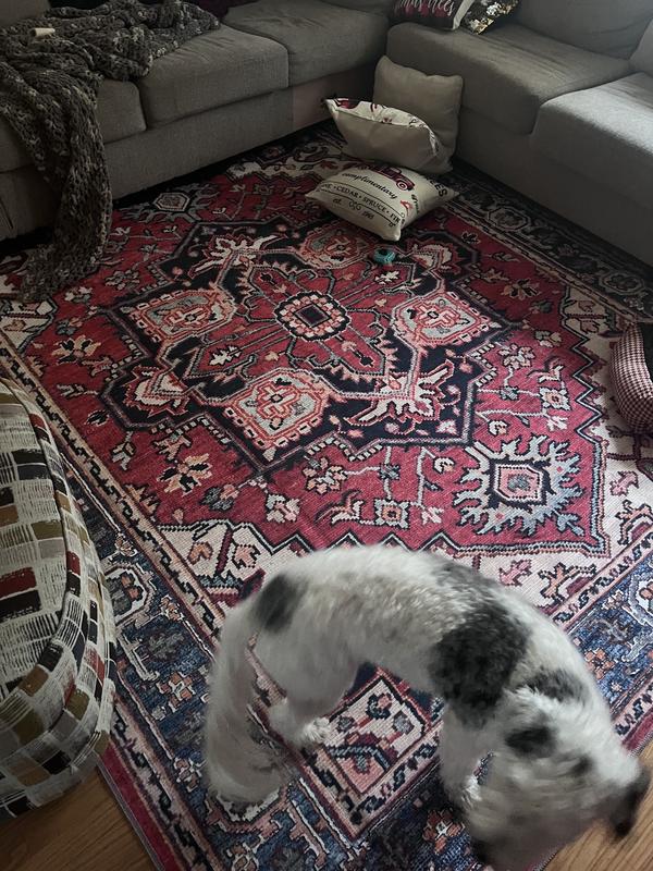 JONATHAN Y WASHABLE Cirali Ornate Large Medallion 2 X 8 (ft) Blue/Beige ...