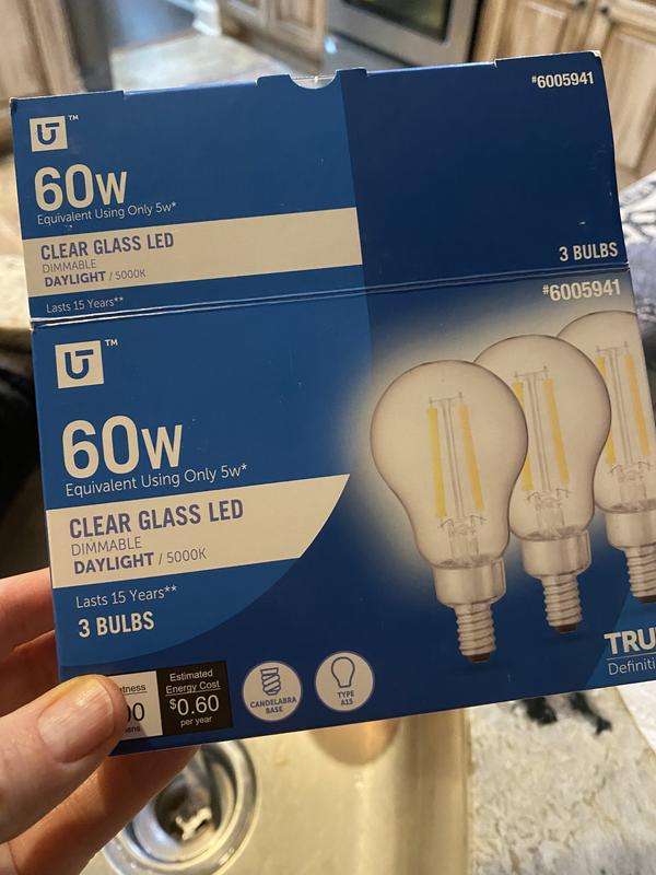 Utilitech 60 -Watt EQ A15 Daylight Screw bases Dimmable LED General purpose Light Bulb 3 -Pack ...