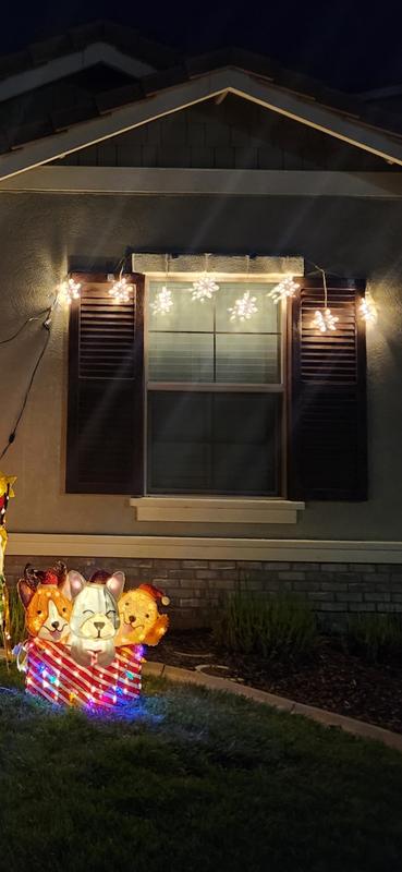 GE Snowflake 8-Count Sparkling White Snowflake LED Plug-In Christmas ...